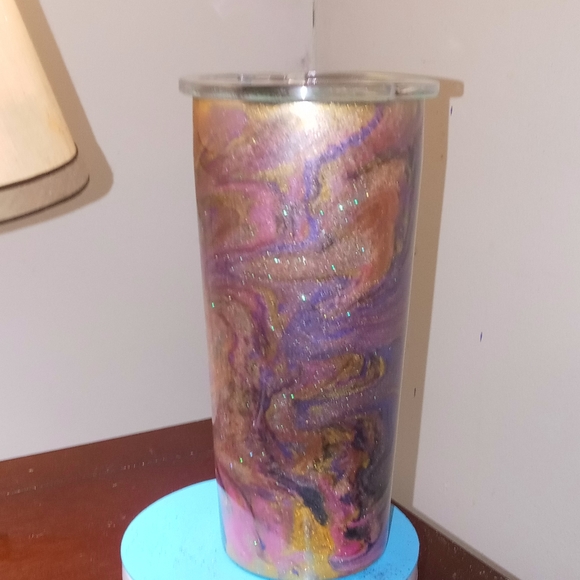 Dining | Custom Handmade Tumbler Made By Carrie Mica Powder Pink Purple ...